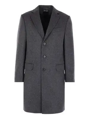 Zegna Single-Breasted Buttoned Coat Grey