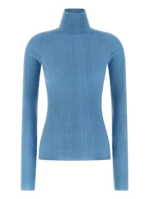 Sportmax Ribbed-knit Turtleneck Top - Blue