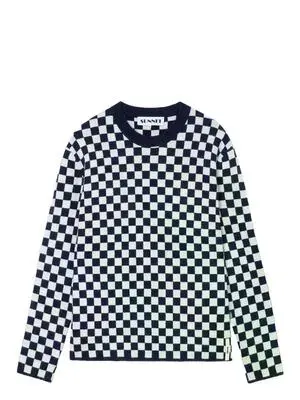 Sunnei Checkerboard-pattern Knit Sweater - Blue