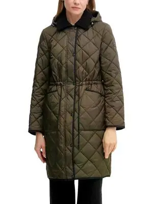 Dkny Quilted Hooded Parka - Green
