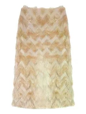 Isolda Fringed-chevron Midi Skirt - Neutrals