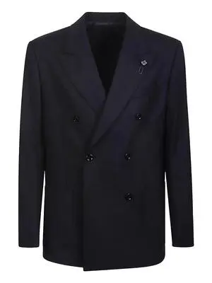 LARDINI Double-breasted Wool Blazer - Blue