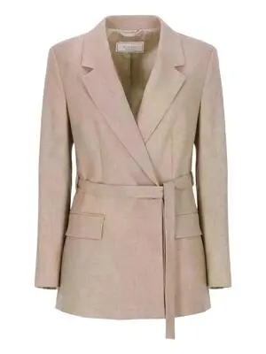 Peserico Mélange-effect Belted Blazer - Neutrals