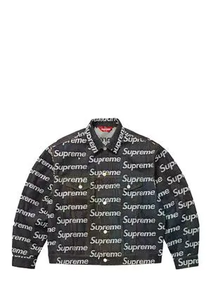 Supreme Jacquard-logo Denim Jacket - Black