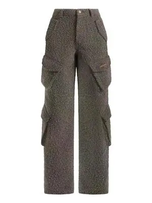 Manière De Voir High Waisted Boucle Cargo Pants - Brown