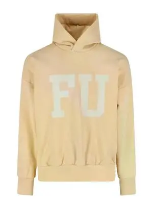 Fear Of God Lettering-print Hoodie - Yellow