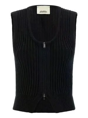 Isabel Marant Devima Ribbed Zip Vest Black