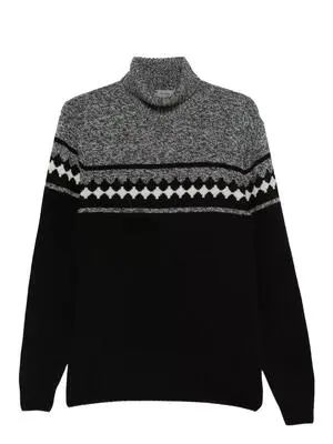 FERRANTE Patterned Roll-neck Sweater - Black