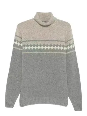 FERRANTE Patterned Roll-neck Sweater - Grey