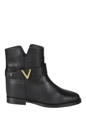 VIA ROMA 15 Strap Leather Boots - Black