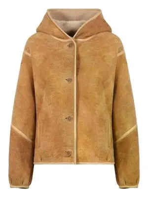 SALVATORE SANTORO Shearling-trim Suede Jacket - Brown