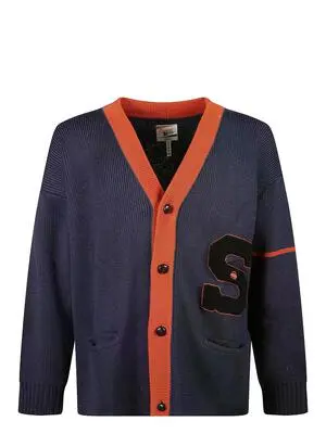 Champion Buttoned Letter-detail Cardigan - Blue