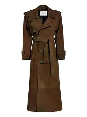 SUSANA CHOW Madison Suede Trench Coat - Brown