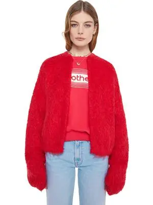 MOTHER The Drop Bubble Cardigan Fuzz Ball - Red