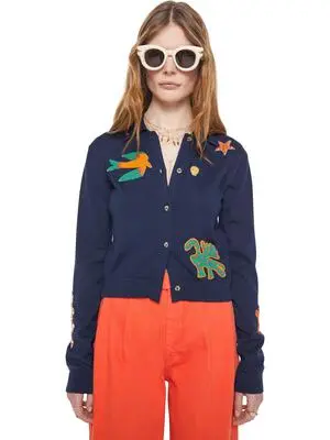 MOTHER The Racquet Cardigan Real Charmer - Navy