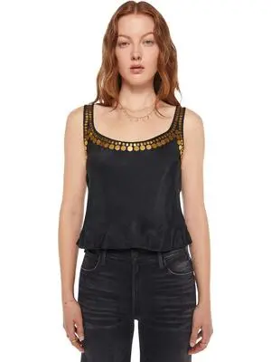 Alix Of Bohemia Silk Fiona Gilded Coin Top - Black