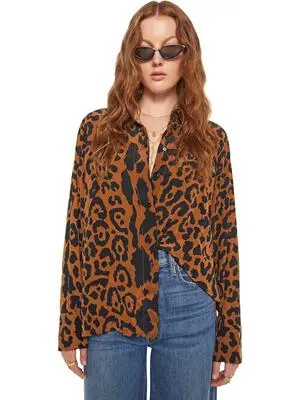 Alix Of Bohemia Dana Shirt Print Silk Blouse - Leopard