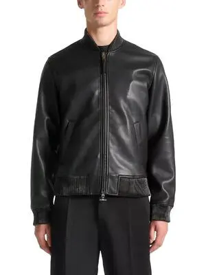 Manière De Voir Faux Leather Bomber Jacket - Black