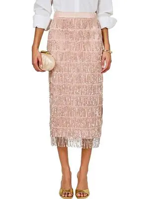 Endless Rose Sequin Tassel Midi Skirt - Blush Pink