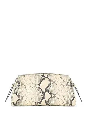 Staud Maude Convertible Leather Clutch - White Snake