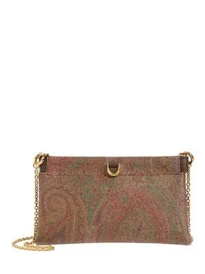 Etro Arnica Coated Canvas Wallet On A Chain - Brown