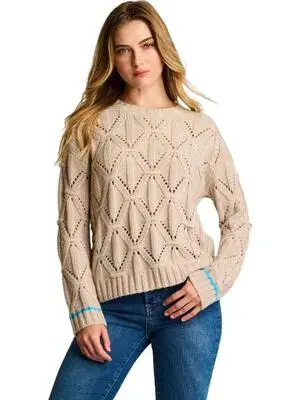 Lisa Todd Cable Crew Neck Pullover Oatmeal