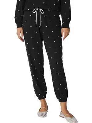 Splendid Love Lounge Embroidered Joggers - Black/ivory