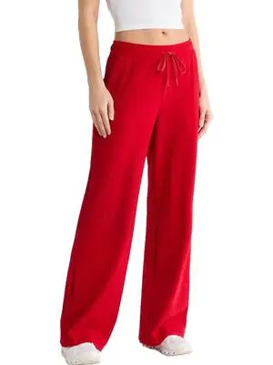 Beyond Yoga Breathe Easy Ribbed Drawstring Waist Pants - Holly Red