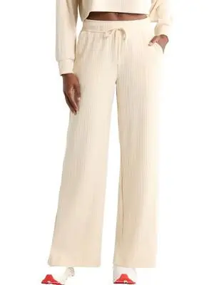 Beyond Yoga Breathe Easy Ribbed Drawstring Waist Pants - Ivory