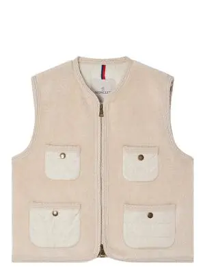Moncler Mimosas Fleece Down Vest With Shell Trim - Neutrals
