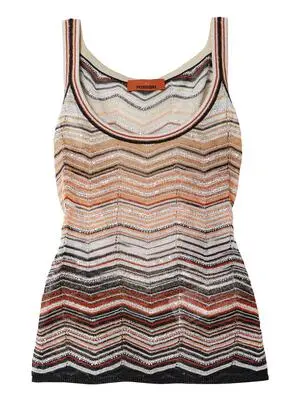 Missoni Sequin-embellished Striped Metallic Crochet-knit Tank - Multi
