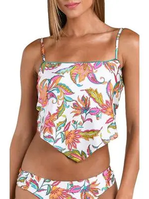 SUNSHINE 79 Wild Vines Sweetheart Tankini Top - White Multi