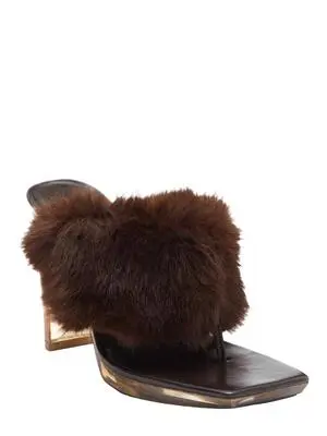 Jeffrey Campbell Delusions Faux Fur Slide Sandal - Brown Combo