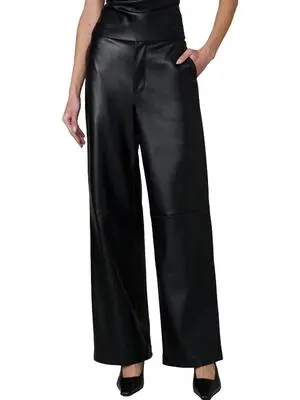 Joe's Jeans High-rise Wide Leg Faux Leather Trousers - Black