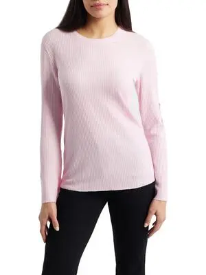 NIKKI LUND Fleur Embroidered Thermal Knit Top - Pink