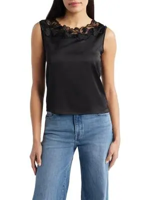 NIKKI LUND Camille Floral Appliqué Top - Black
