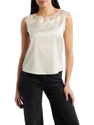 NIKKI LUND Camille Floral Appliqué Top - Cream