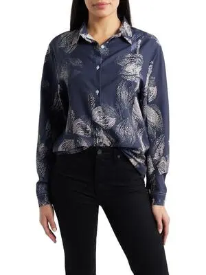 NIKKI LUND Chiara Printed Button-up Shirt - Black