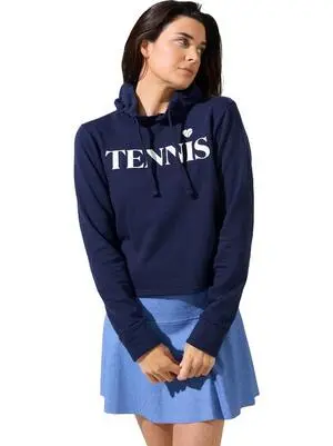 BOBBE ACTIVE Courtside Cropped Fleece Hoodie Marine Navy