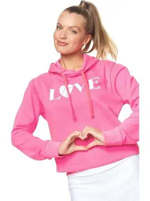 BOBBE ACTIVE Courtside Cropped Fleece Hoodie Pink