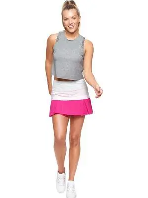 BOBBE ACTIVE Color Block Pleated Flounce Skirt - Hot Pink