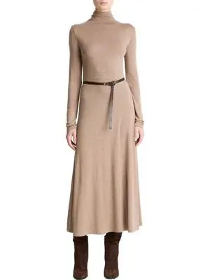 Vince Funnel Neck Long Sleeve Midi Dress - Heather Doe