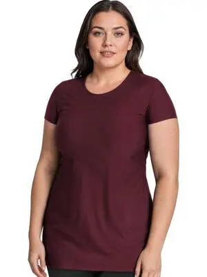 CALYPSA Swim Tunic Short Sleeve Round Neckline Upf 50 - Wine