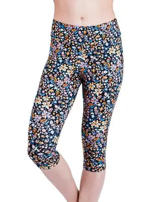 CALYPSA Capri Swim Leggings - Evening Blossoms