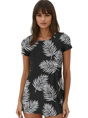 CALYPSA Swim Tunic - Black Palms