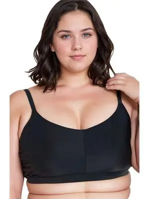 CALYPSA Adjustable Strap Clasp Swim Bra - Black