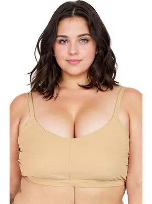 CALYPSA Adjustable Strap Clasp Swim Bra - Honey