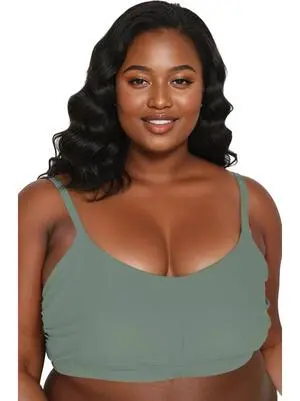 CALYPSA Plus Size Adjustable Strap Clasp Swim Bra Sage Green