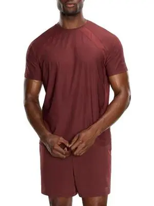 PELOTON Essential Jersey Rib Short Sleeve Shirt - Deep Burgundy