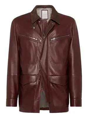 Brunello Cucinelli Leather-suede Padded Jacket - Red